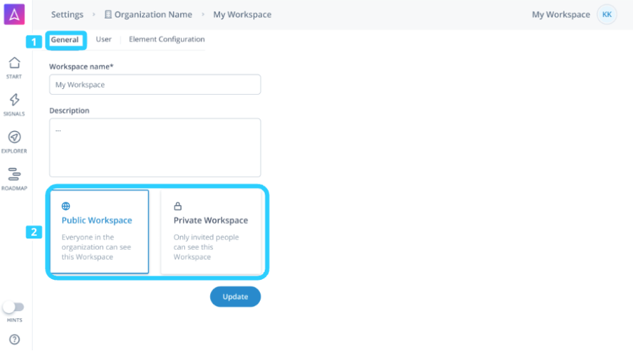 How to Change the Accessibility and Visibility of Workspaces