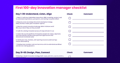 First 100 Days as an Innovation Manager - Checklist | Free Download